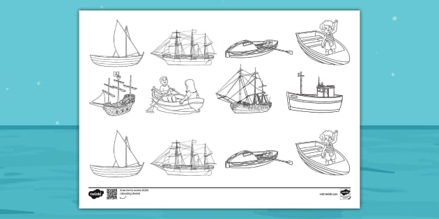 Boat Doodle Colouring Page (teacher made) - Twinkl
