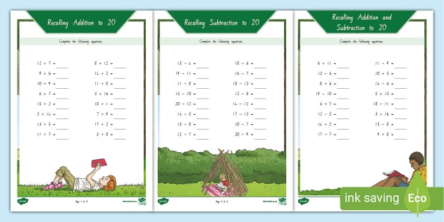 Stage 6 Recalling Addition and Subtraction Facts to 20