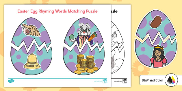 Easter Egg Rhyming Words Matching Puzzle - Twinkl