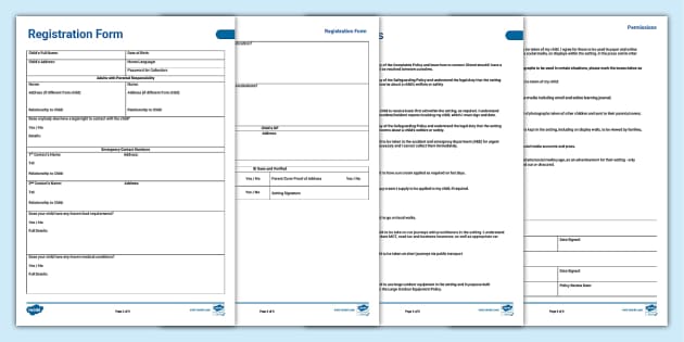 Registration Form for Private Settings (teacher made)
