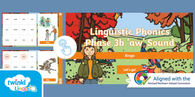 Linguistic Phonics Phase 3b 'aw' Sound Bingo Game - Twinkl