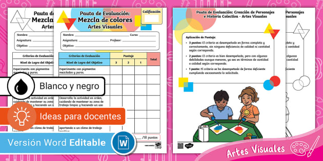 Pauta | Evaluación | Artes | Colores Puros| Mezcla Color