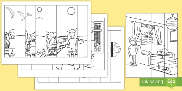 Day and Night Agamographs Colouring Pages - Science - Twinkl