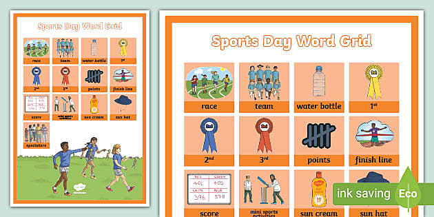 Sports Day Word Grid