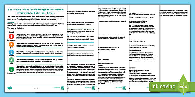 The Leuven Scales for Wellbeing - Early Years Practitioner
