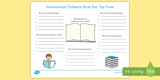 International Children's Book Day Top Fives Activity
