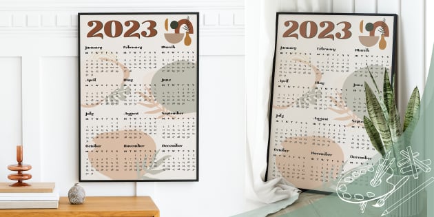 Boho Earth Tone 2023 Wall Calendar Poster (teacher made)