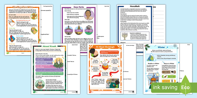 KS1 December Differentiated Reading Comprehension Activity Pack
