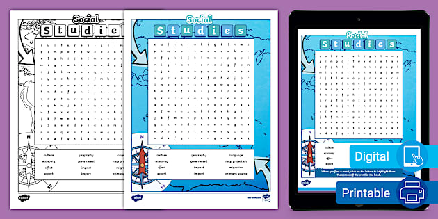 Tier 3 Social Studies Vocabulary Word Search - Twinkl