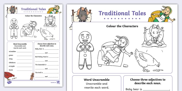 Traditional Tales Boredom Buster Worksheet (Teacher-Made)