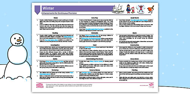 EYFS Winter Continuous Provision Ideas (Ages 2-4) (New EYFS 2021)