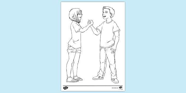 FREE! - Friends Working in Pairs Colouring Sheet | Colouring Sheets