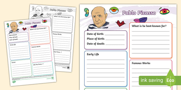 KS1 Pablo Picasso Fact File Template (Teacher-Made) - Twinkl