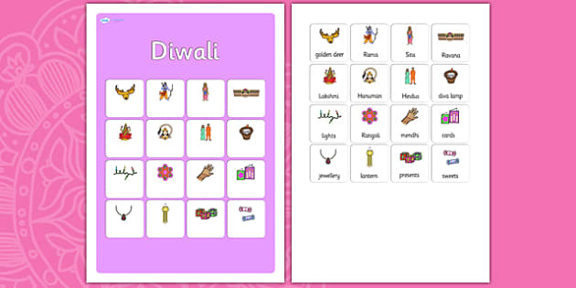 Diwali Vocabulary Matching Mat -diwali, vocabulary, matching mat, word mat,