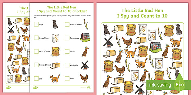 👉 The Little Red Hen I Spy and Count to 10 (teacher made)