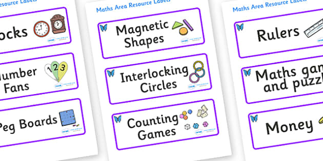 FREE! - Butterfly Themed Editable Maths Area Resource Labels