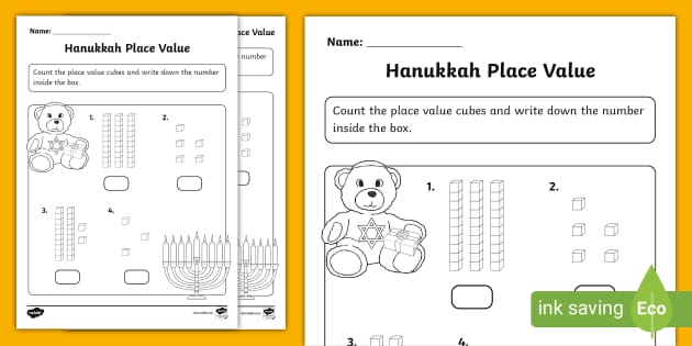 Hanukkah Place Value Activity Sheet (teacher made) - Twinkl