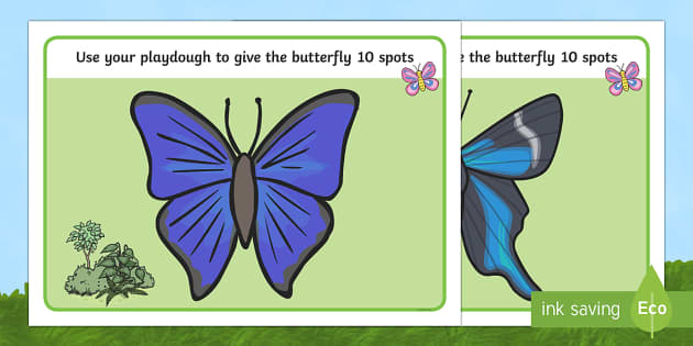 Number Bonds to Ten Butterfly Playdough Mats - Twinkl