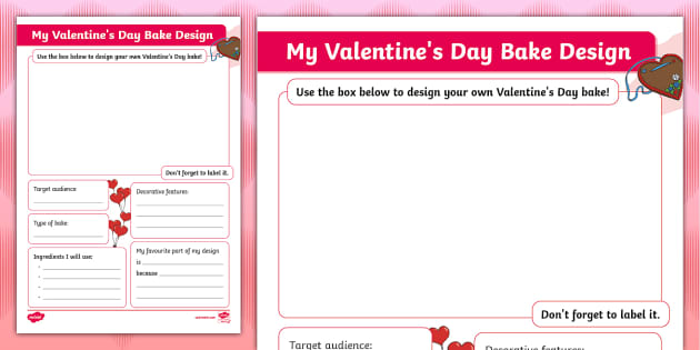 Design Your Own Valentine's Day Bake Worksheet - Twinkl