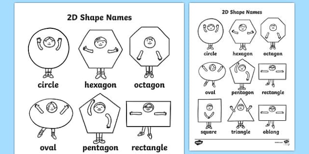 2D Shapes Words Colouring Sheets (teacher made) - Twinkl