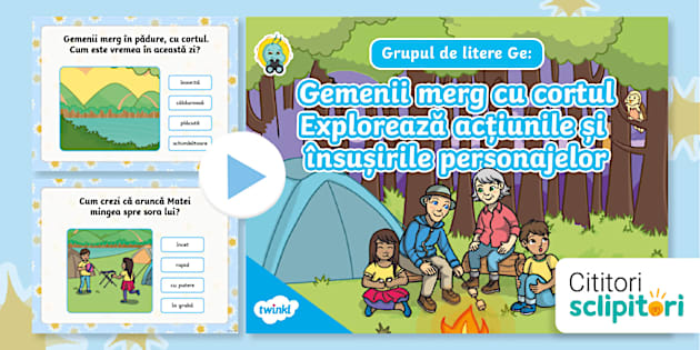 Cu cortul PowerPoint interactiv cu însușirile personajelor