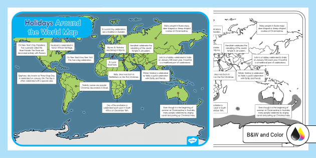 Holidays Around the World Map Template - Social Studies