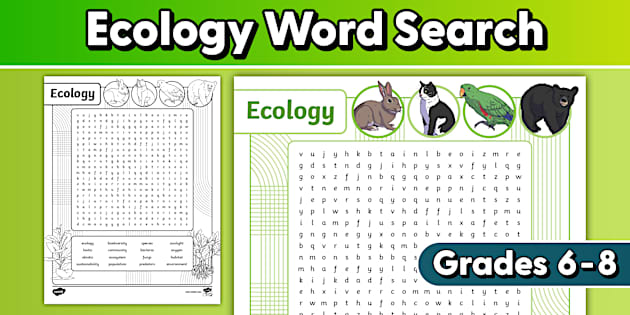 Ecology Word Search for 6th-8th Grade
