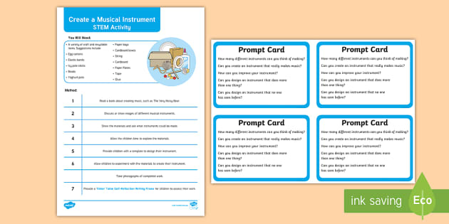 Tinker Table Create Your Own Instrument STEM Activity and Prompt Card Pack