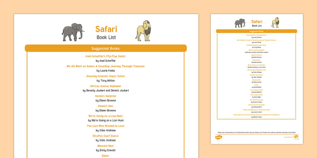 Safari Book List (teacher made)