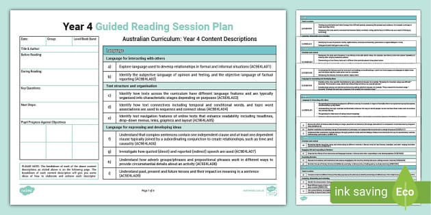 Year 4 Guided Reading Session Planning - English Resources Year 4 Guided Reading Session Planning - English Resources