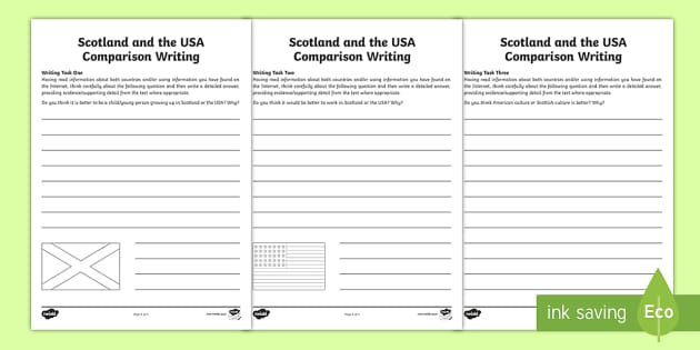 Scotland and the USA Comparison Writing Activity - Twinkl