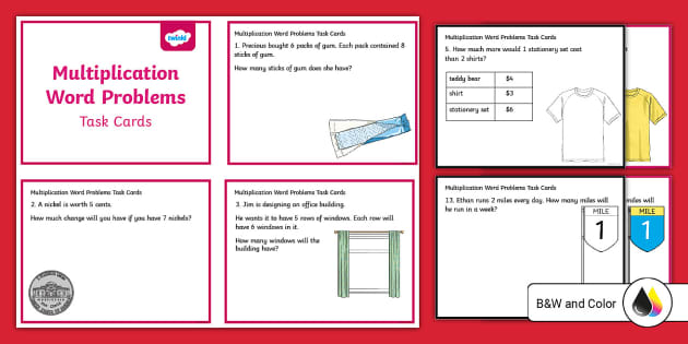 Multiplication Word Problems Task Cards For 3rd 5th Grade