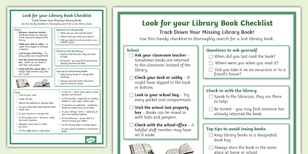 FREE! - Look for Your Library Book Checklist (teacher made)