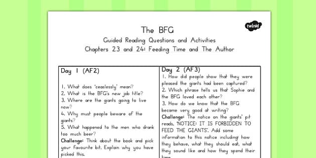 The Bfg Book Summary