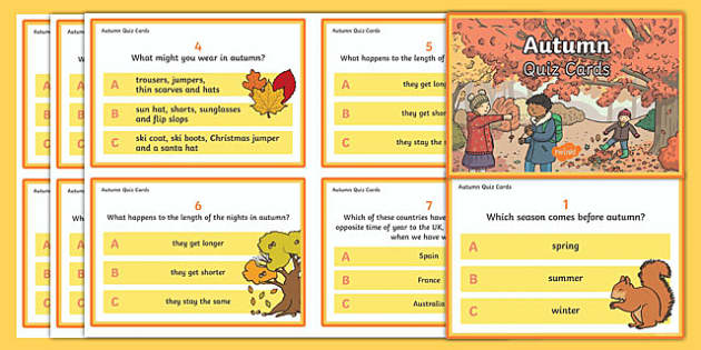 Autumn Quiz Cards (teacher made) - Twinkl
