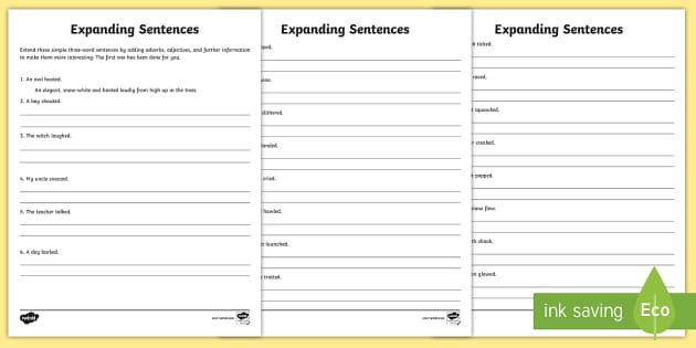 Expanding Sentences Worksheets | ELA Resources | Twinkl USA