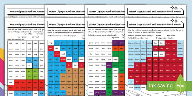 Winter Olympics Phonics Mosaics Phase 3-6 Activity Pack
