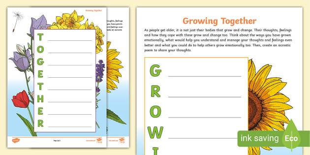 Children's Mental Health Week Growing Together Acrostic Poem