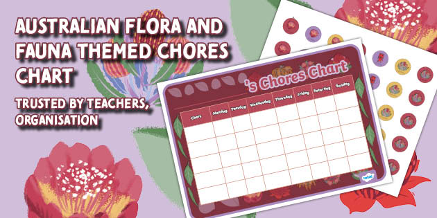 Australian Flora and Fauna Themed Chores Chart