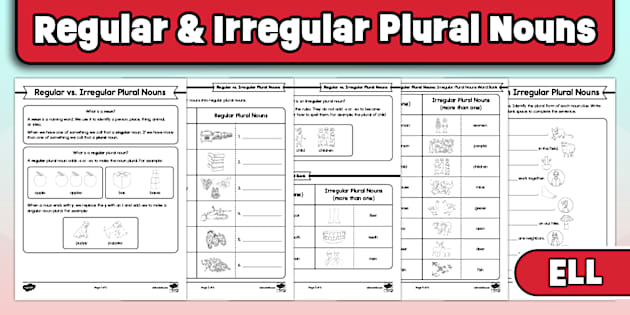 Regular and Irregular Plural Nouns Worksheet for ELL
