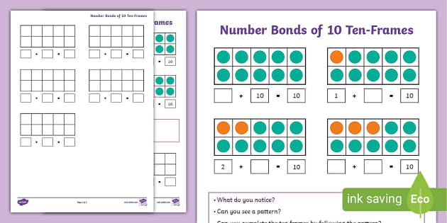 👉 Addition Fluency Worksheets: Number Bonds to10 - Twinkl