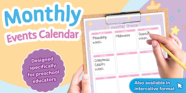 Monthly Events Calendar