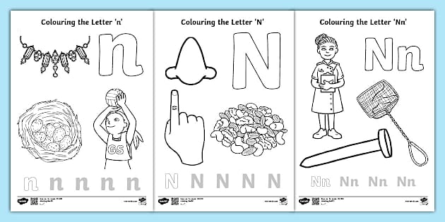 Letter N Colouring Pages (teacher made) - Twinkl