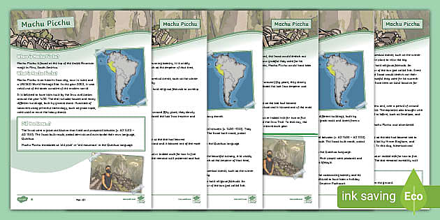 * NEW * LKS2 Machu Picchu Differentiated Reading Comprehension Activity