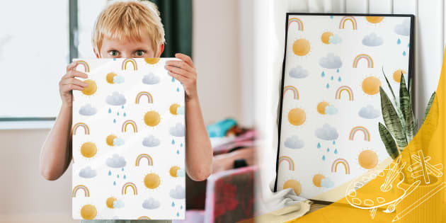 Rainbow Clouds Rain Sun Pattern Poster | Twinkl Art Gallery