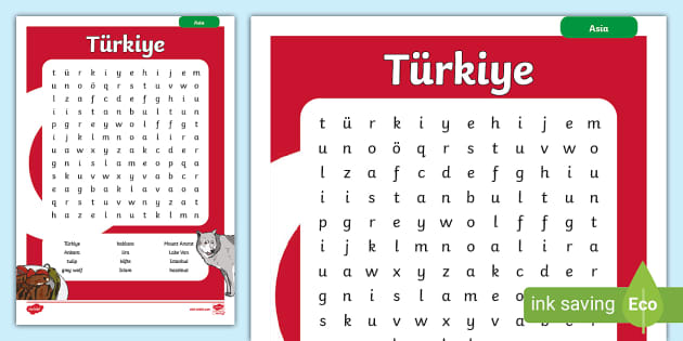 KS1 Türkiye Word Search - Twinkl - Geography (teacher made)