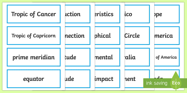 Europe and North America Word Cards