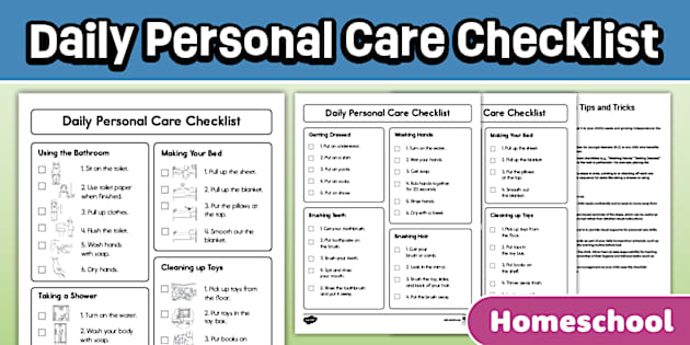 Daily Personal Care Checklist for Homeschool
