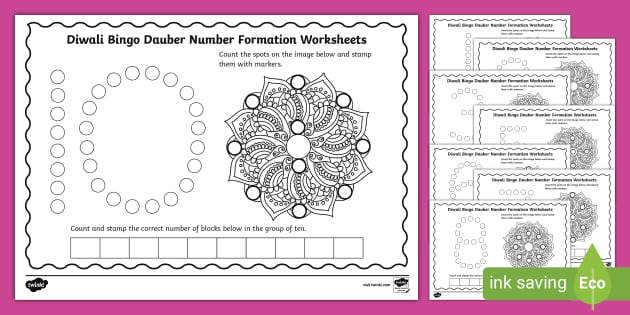 FREE! - Diwali Bingo Dauber Worksheets | Number Formation | Twinkl