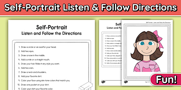 Self-Portrait Listen and Follow the Directions Worksheet